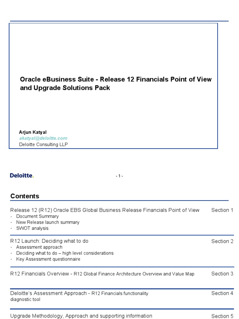 Oracle Ebusiness Suite - Release 12 Financials Point of View and Upgrade Solutions Pack | PDF ...