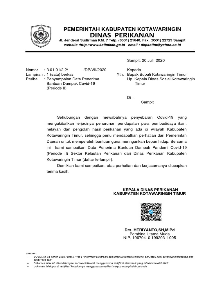 Surat Pengantar Data DKP TTD | PDF