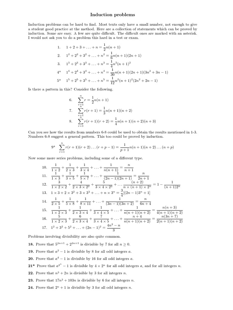 Induction Problems | PDF | Trigonometric Functions | Discrete Mathematics