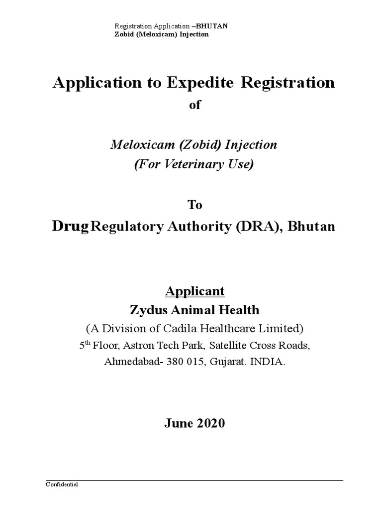 Zobid Injection Registration Application | PDF | Solution | Pharmacology