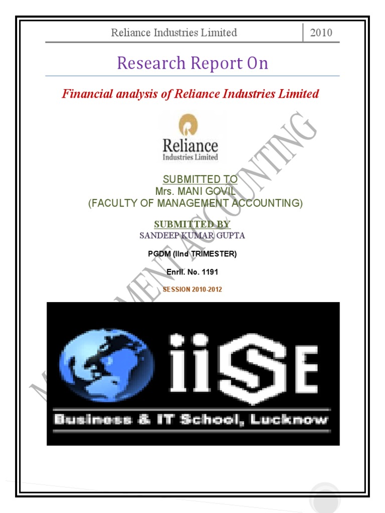 Financial Analysis of Reliance Industries | PDF | Leverage (Finance ...