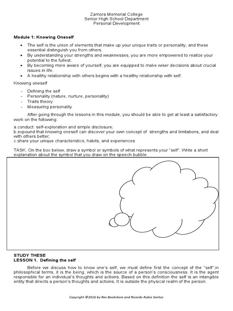 Module 1: Knowing Oneself | PDF | Self | Extraversion And Introversion