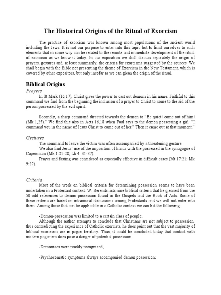 The Historical Origins of The Ritual of Exorcism | PDF | Exorcism ...