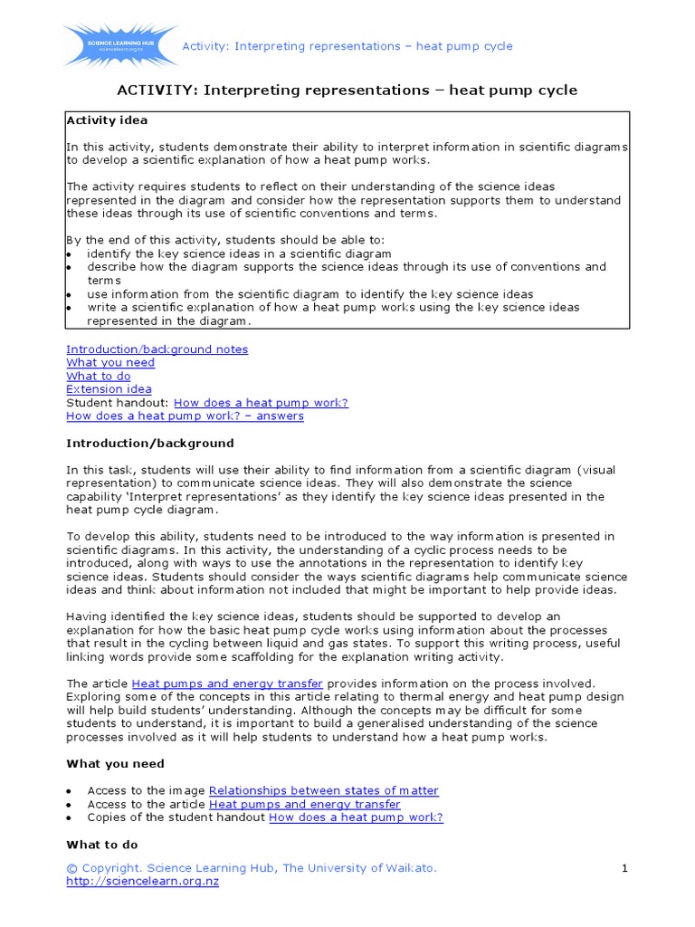 ACTIVITY: Interpreting Representations - Heat Pump Cycle | PDF | Heat ...