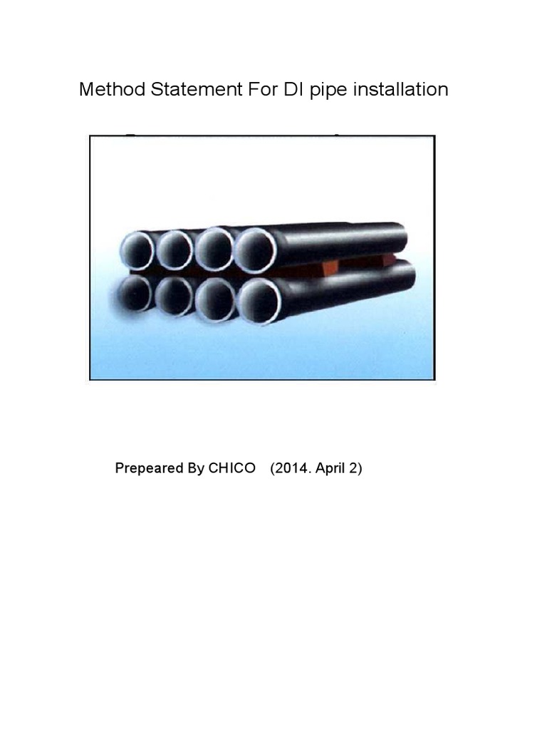 Method Statement For DI Pipe Installation | PDF