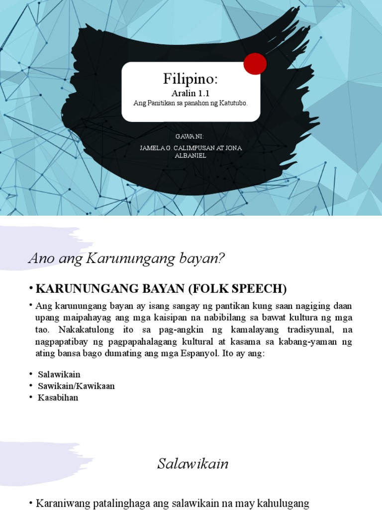 Filipino Grade 8 Aralin 1.1 | PDF