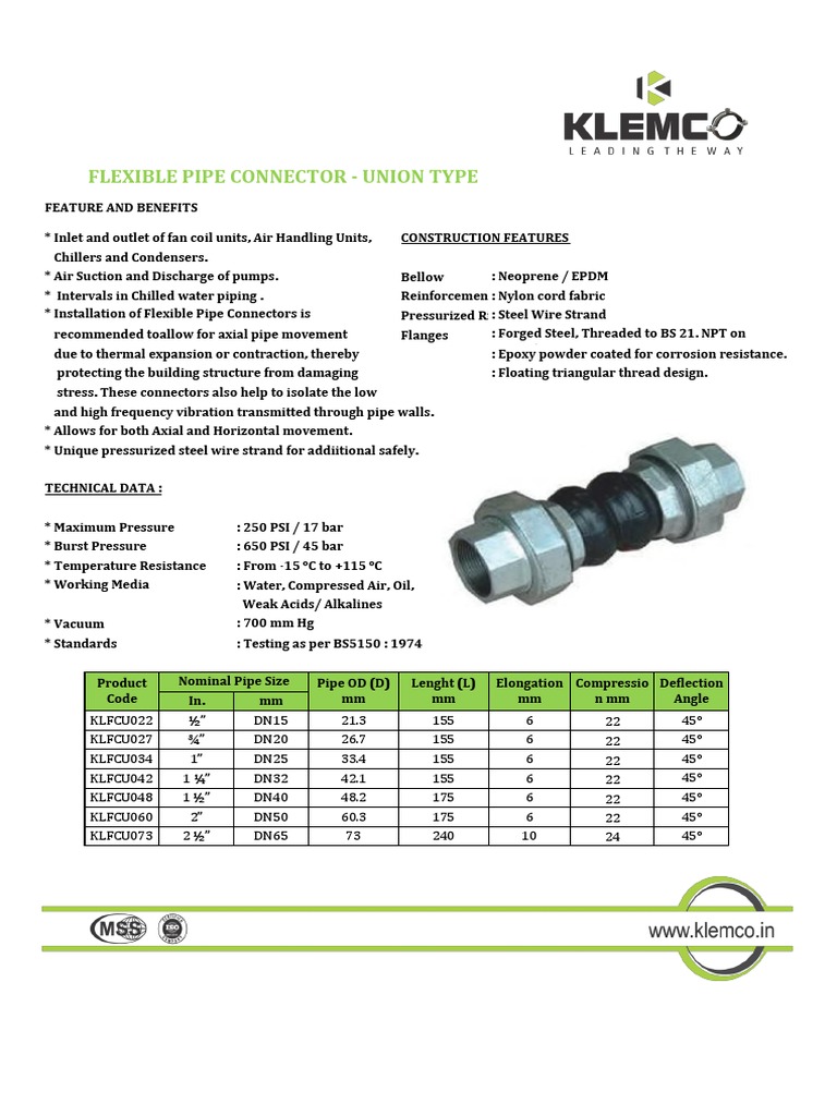 Flexible Connector - Union Type | PDF | Pipe (Fluid Conveyance ...