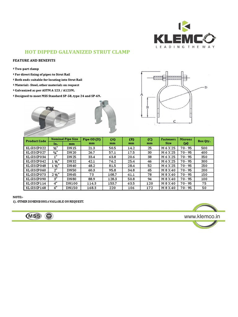 Hot Dipped Galvanized Strut Clamp: Feature and Benefits | PDF