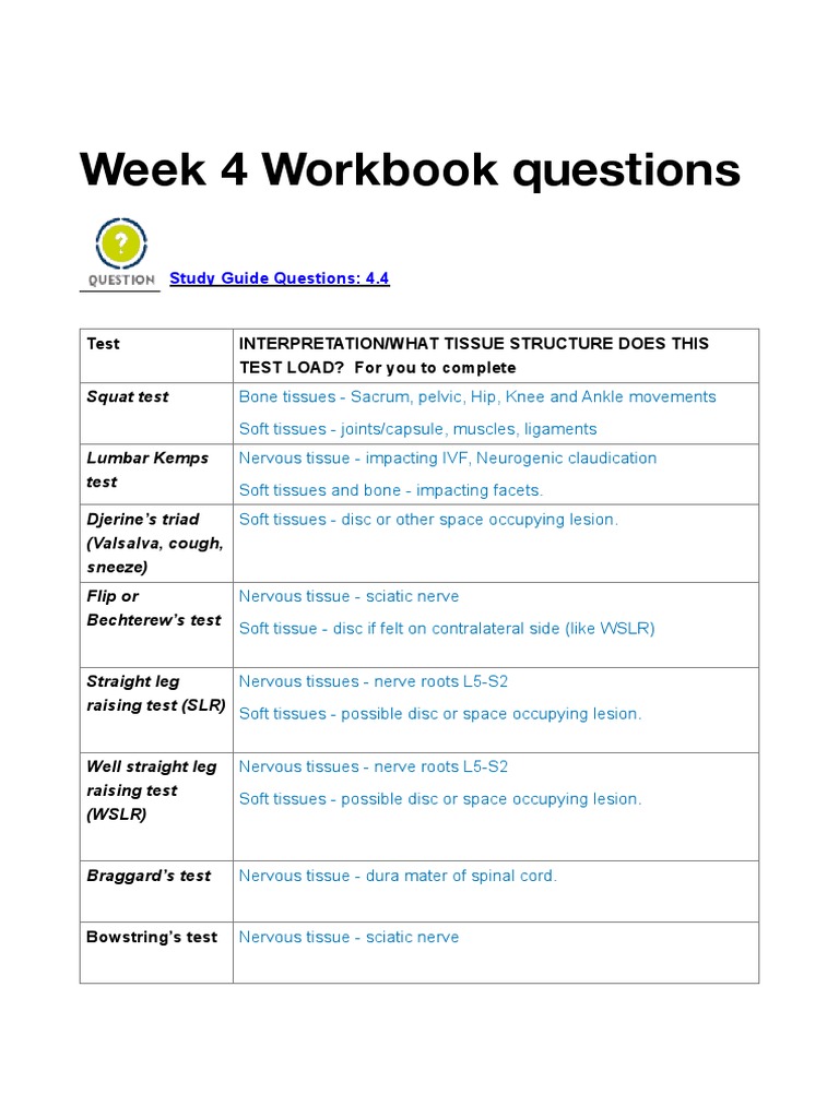 Week 4 PCP Workbook Qs | PDF | Pelvis | Musculoskeletal System