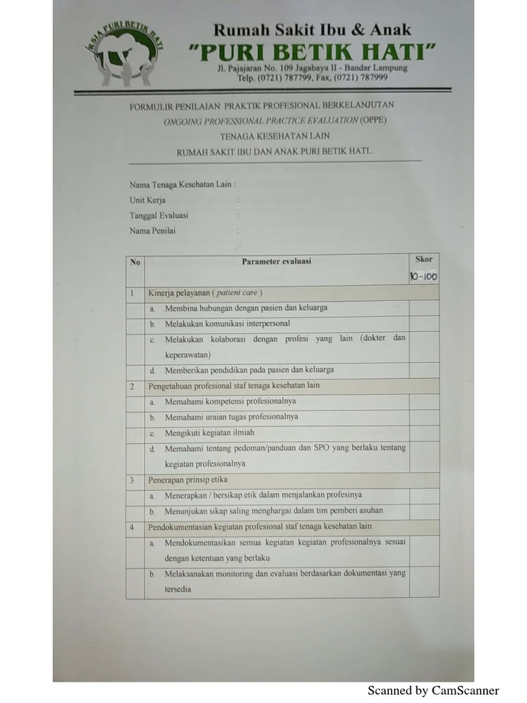 Formulir Oppe Tenaga Kesehatan Lain | PDF