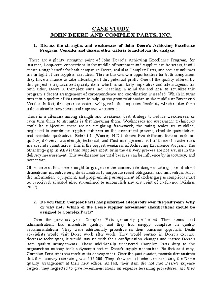 Case Study - Final | PDF | Supply Chain | Supply Chain Management