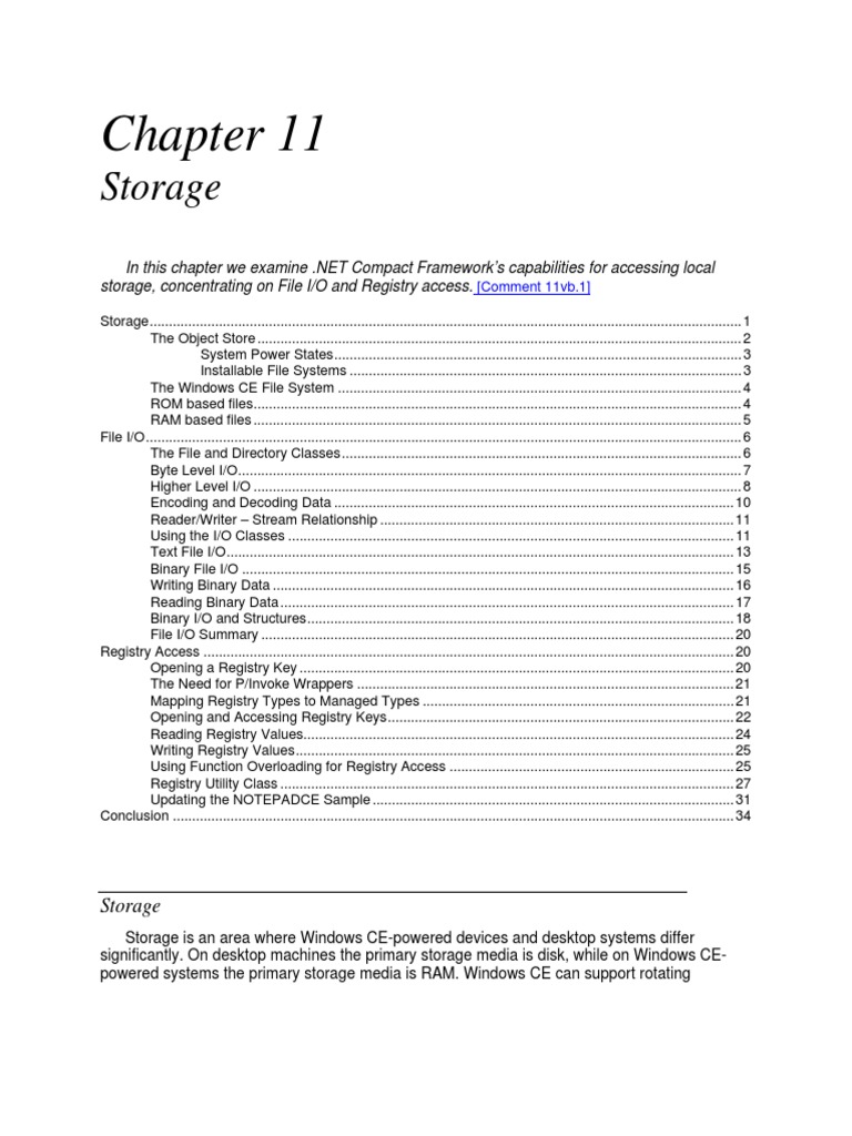 Storage: Storage, Concentrating On File I/O and Registry Access | PDF | Computer Data Storage ...