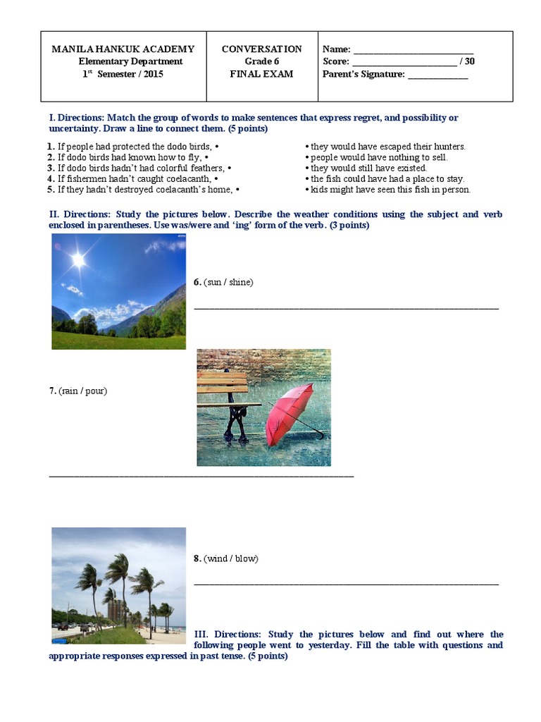 ESL Conversation Exam | PDF | Linguistic Morphology | Cognitive Science