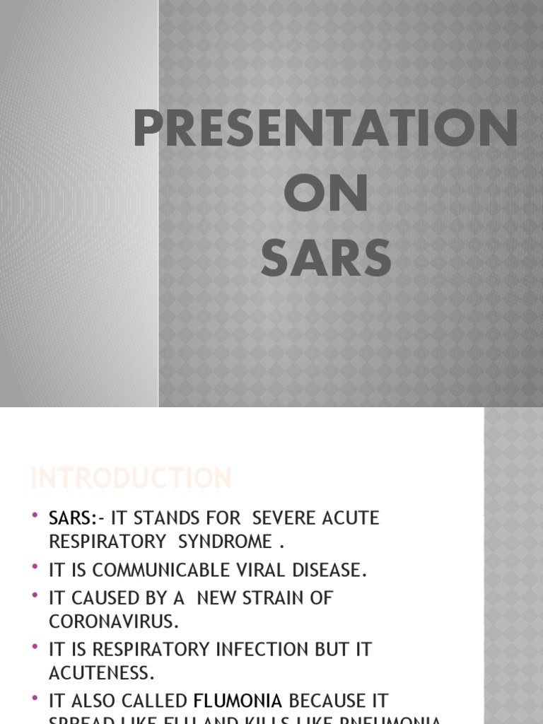 SARS | PDF | Transmission (Medicine) | Infection