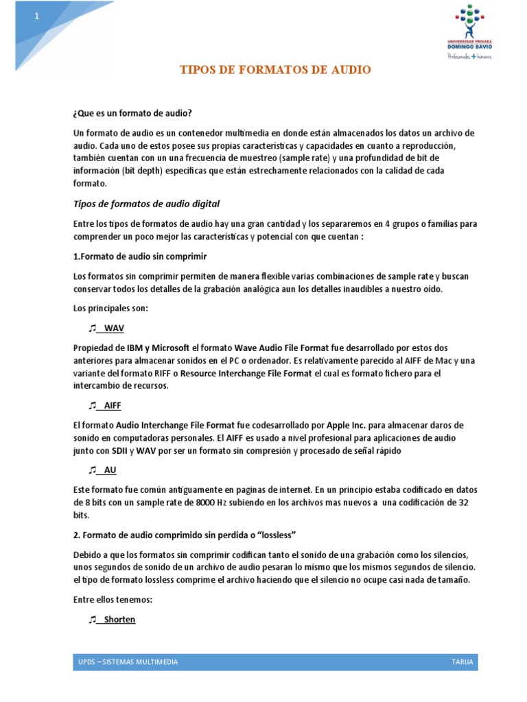 Formatos de Audio | PDF | Códec | Compresión de datos
