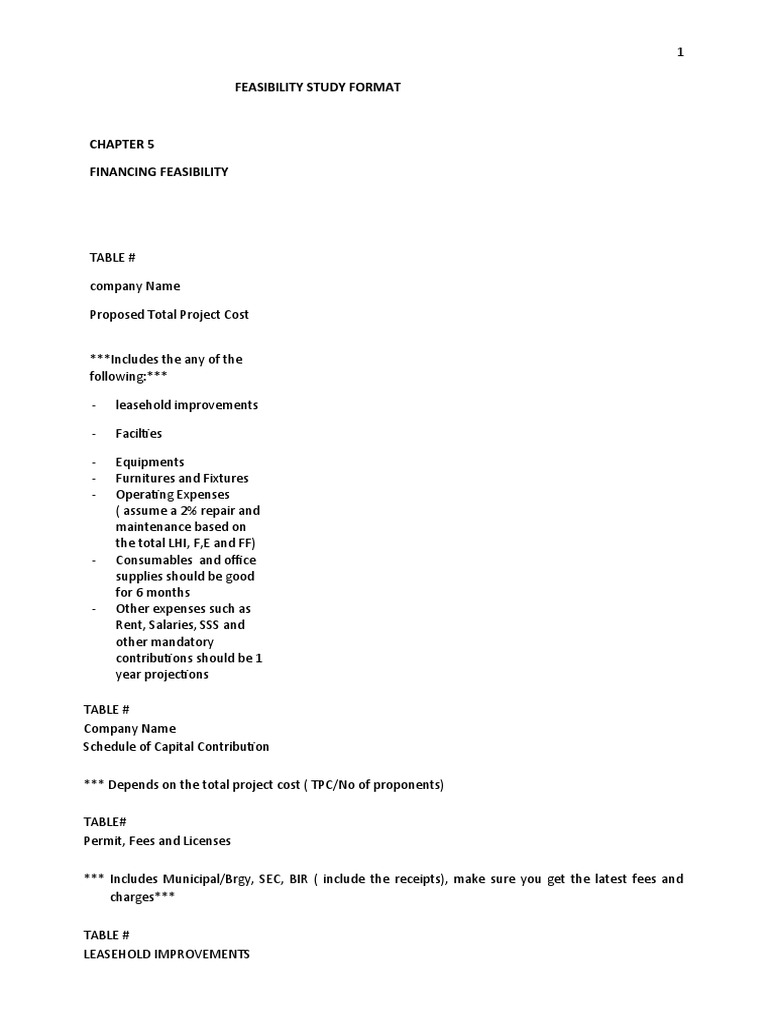 Feasibility Study Format | PDF | Depreciation | Financial Services