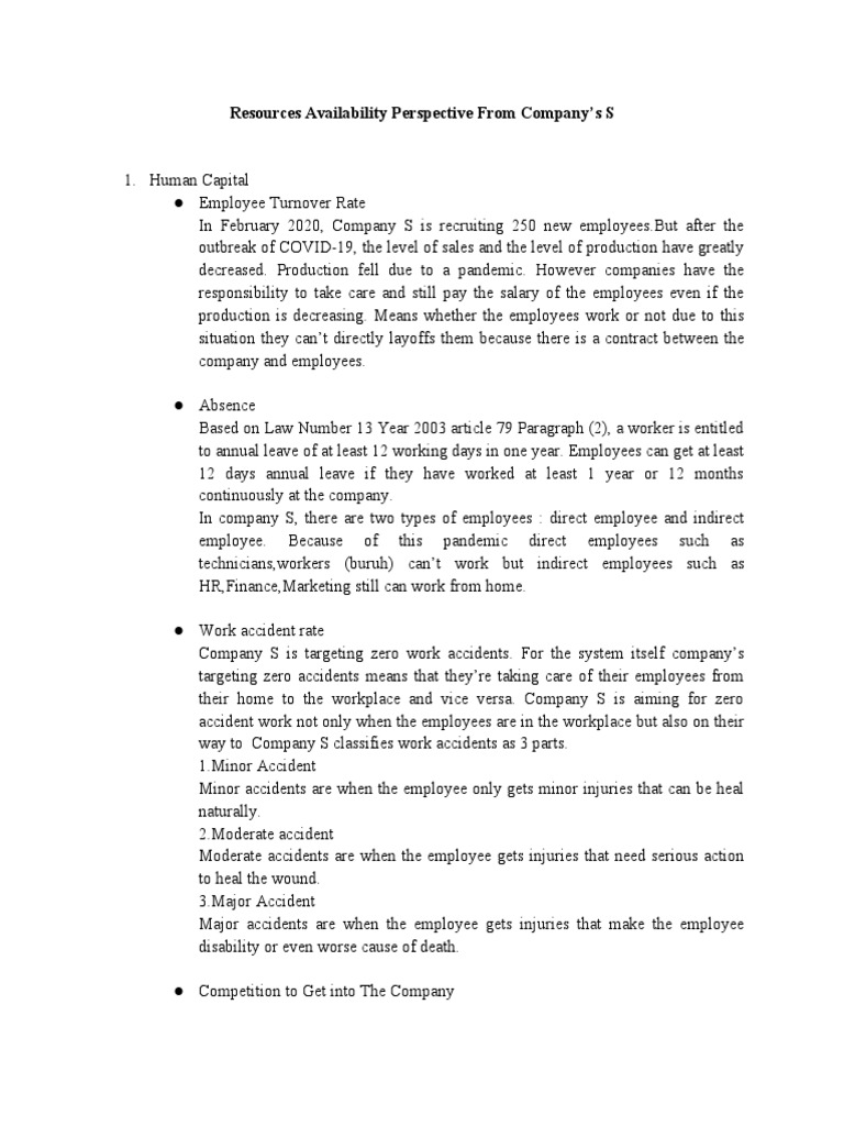 Resources Availability Perspective From Company's S | PDF ...