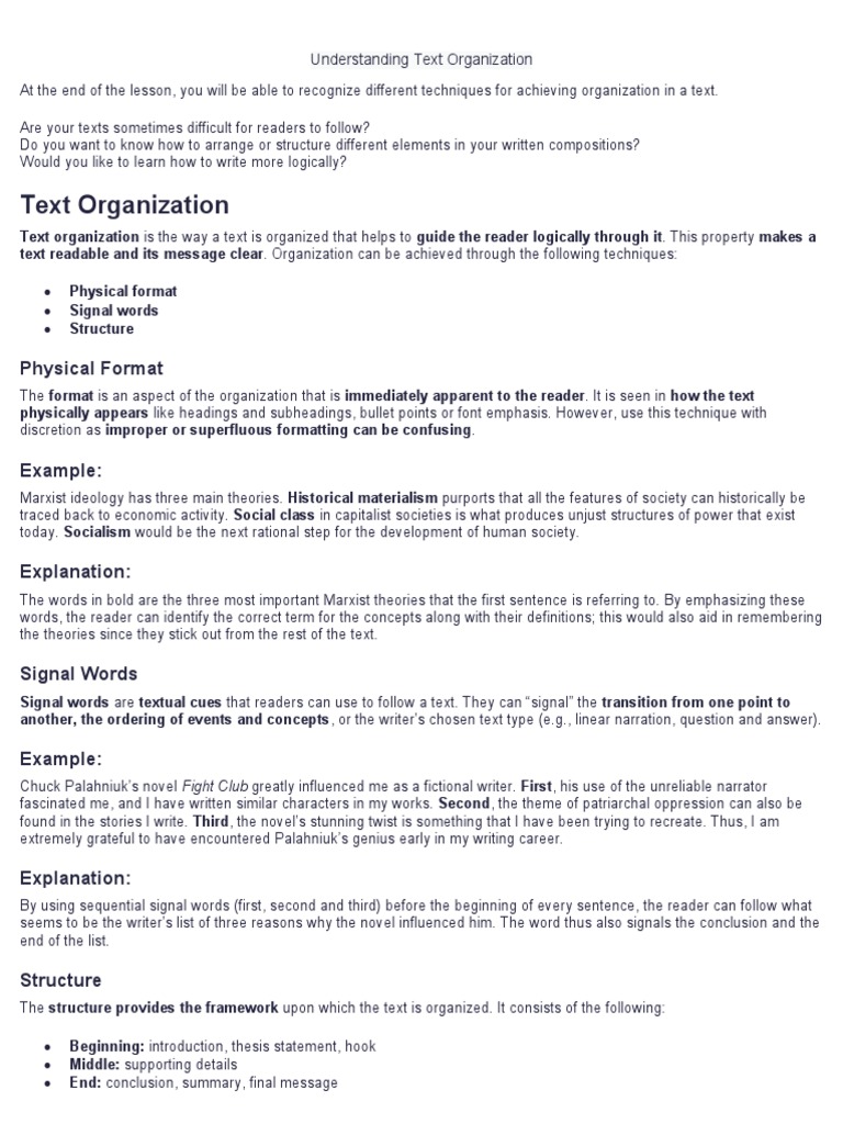Understanding Text Organization | PDF | Theory | Philosophical Theories