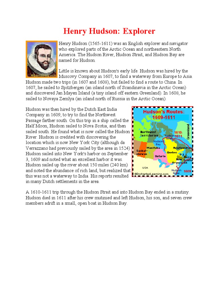 Henry Hudson | PDF | Exploration | Water Transport