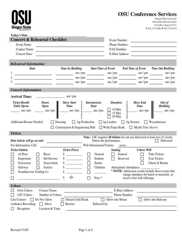 Concert Planning Checklist Template | PDF | Microphone | Sound