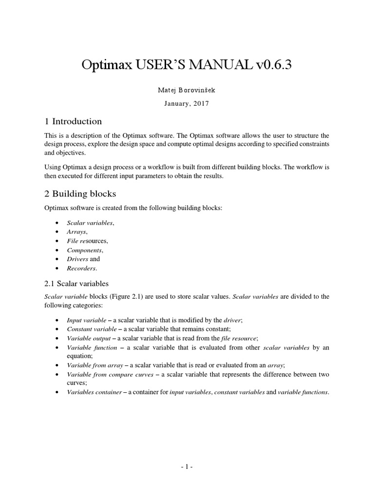 Optimax Software User Guide | PDF | Mathematical Optimization | Variable (Computer Science)