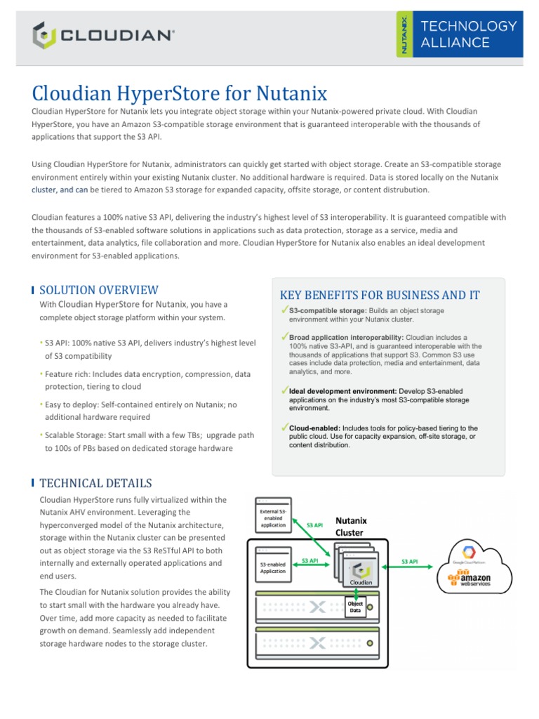 Nutanix Cloudian Solution Brief | PDF | Cloud Computing | Computer Data Storage