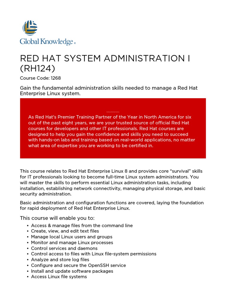Red Hat System Administration I (RH124) | PDF | Linux | Command Line Interface