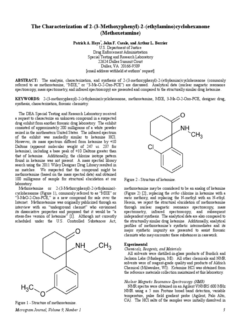 The Characterization of 2 - (3-Methoxyphenyl) - 2 - (Ethylamino ...