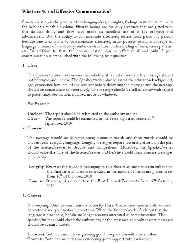 Understanding the 4 Cs of Communication | PDF | Communication ...