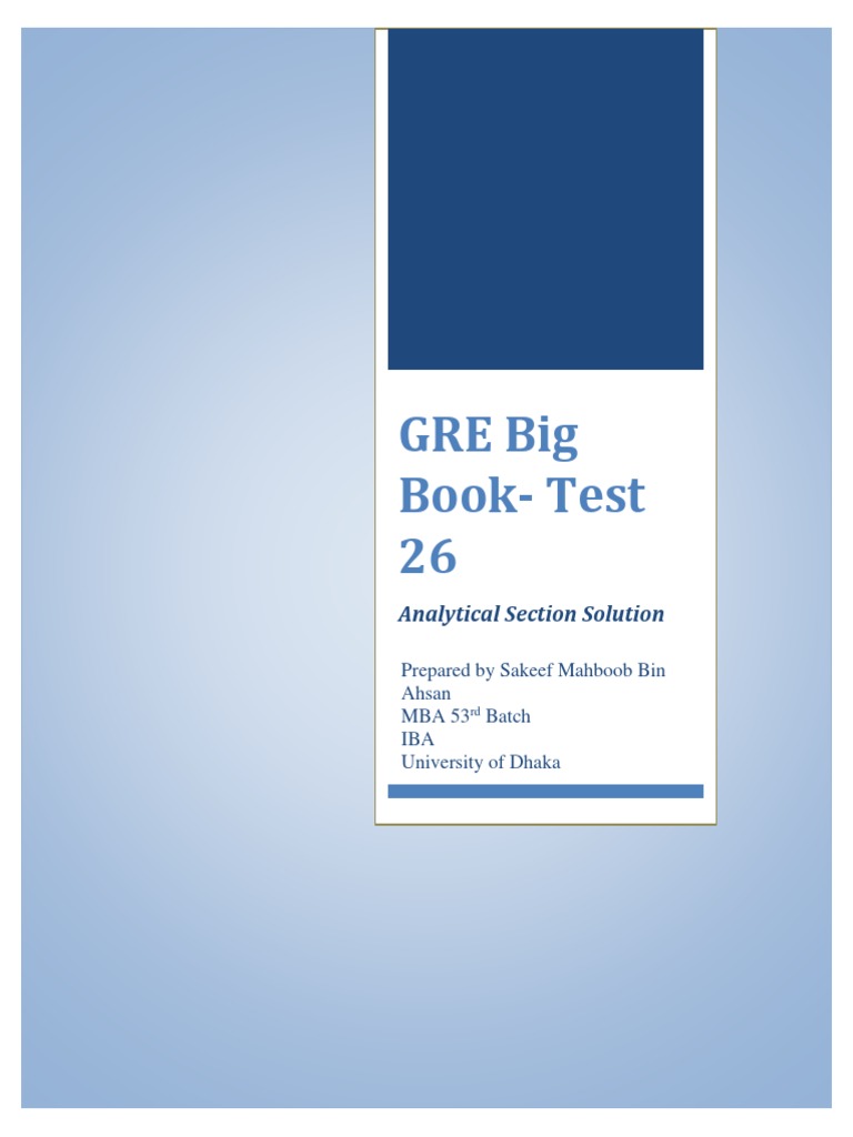 GRE Big Book Test 26 Analytical Solution PDF | PDF | Graduate Record ...