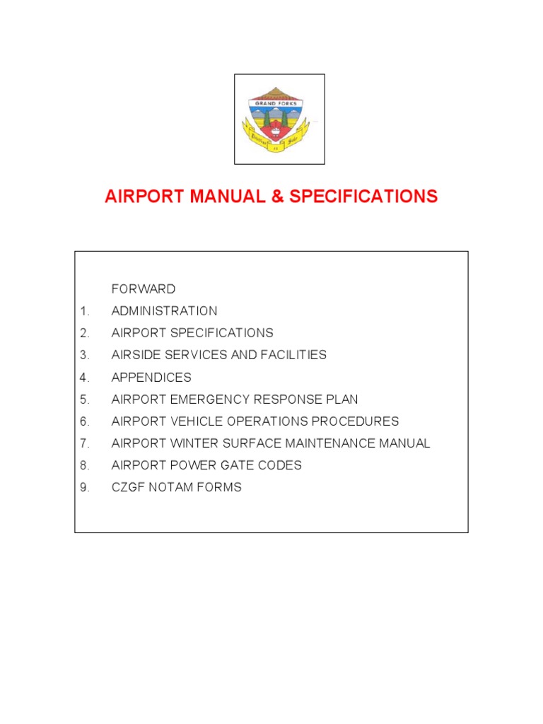 Grand Forks Airport Operations Manual | PDF | Airport | Runway