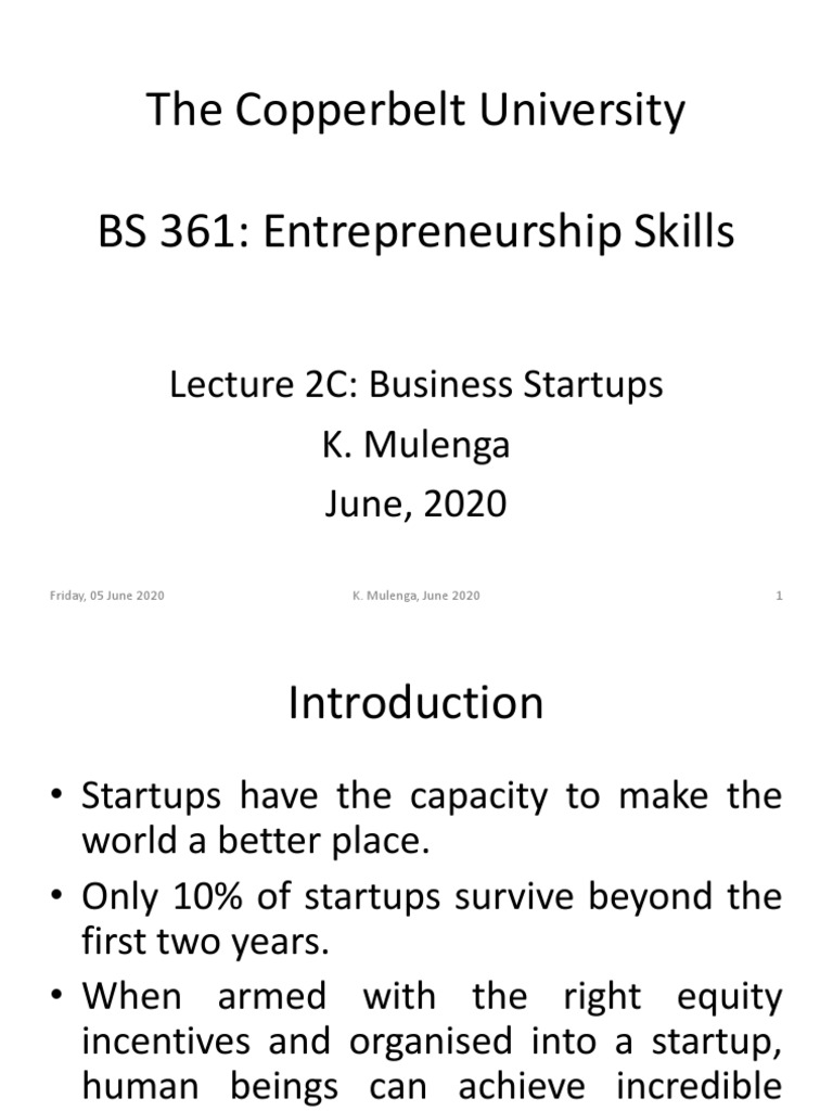Lecture 2C Business Startups | PDF | Startup Company | Small Business ...
