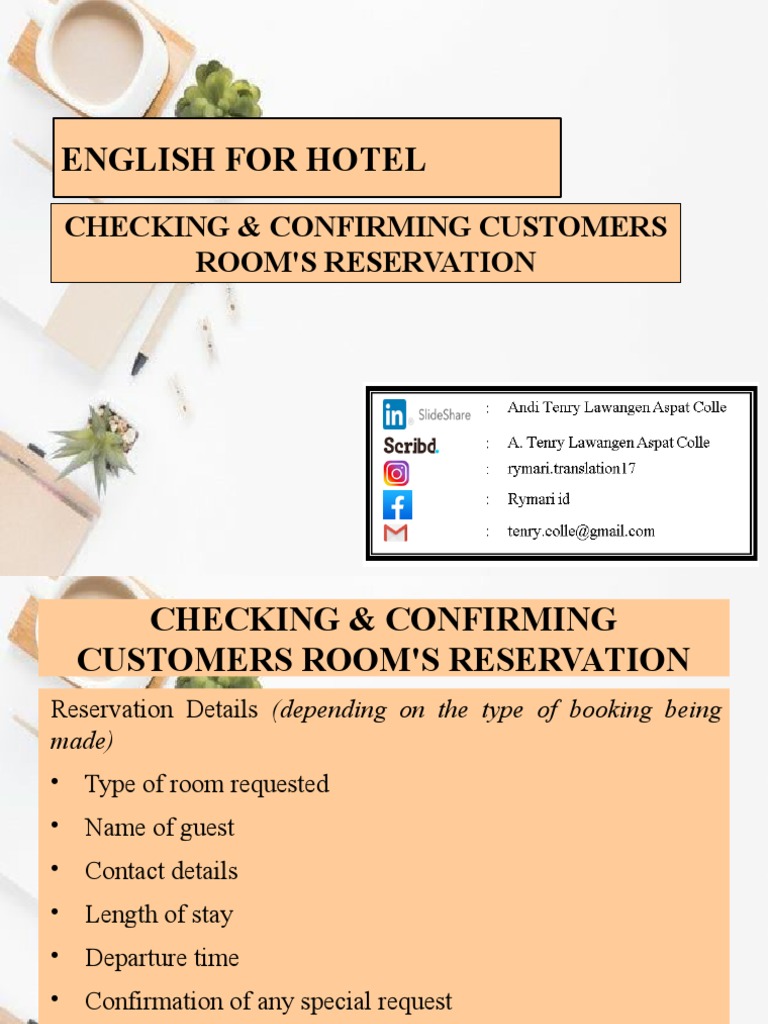 English For Hotel: Checking and Confirming Customer Rooms' Reservation ...