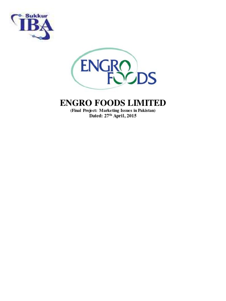 Engro Foods Limited: (Final Project: Marketing Issues in Pakistan ...