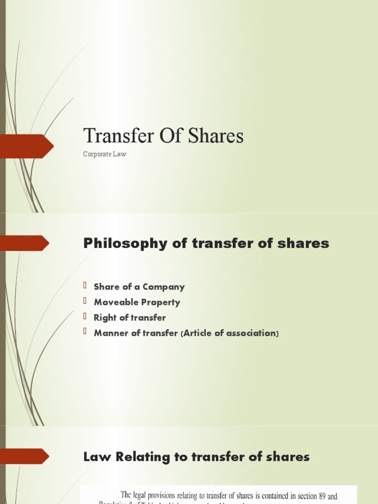 Transfer of Shares | PDF | Deed | Companies