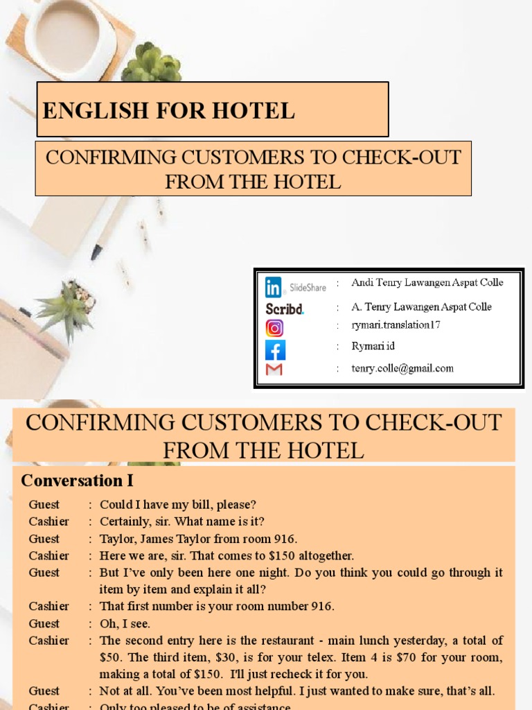 Hotel Check-Out Conversations Guide | PDF | Business