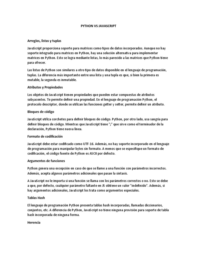 Python Vs Javascript Pdf Script Java Python Lenguaje De 4768