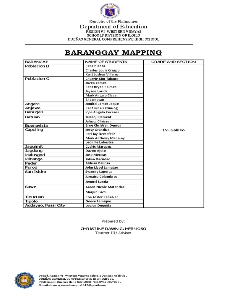 Baranggay Mapping: Department of Education | PDF