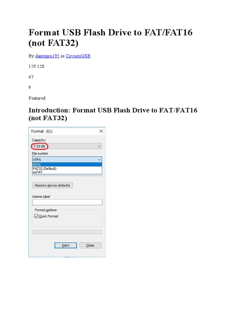Format USB to FAT/FAT16 Guide | PDF