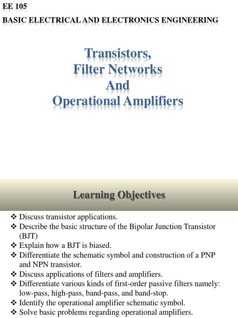 Module 6 - Transistors. Filter Networks and OpAmps PDF | PDF | Bipolar ...
