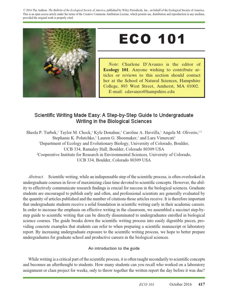 Scientific Writing Made Easy: A Step-By - Step Guide To Undergraduate ...