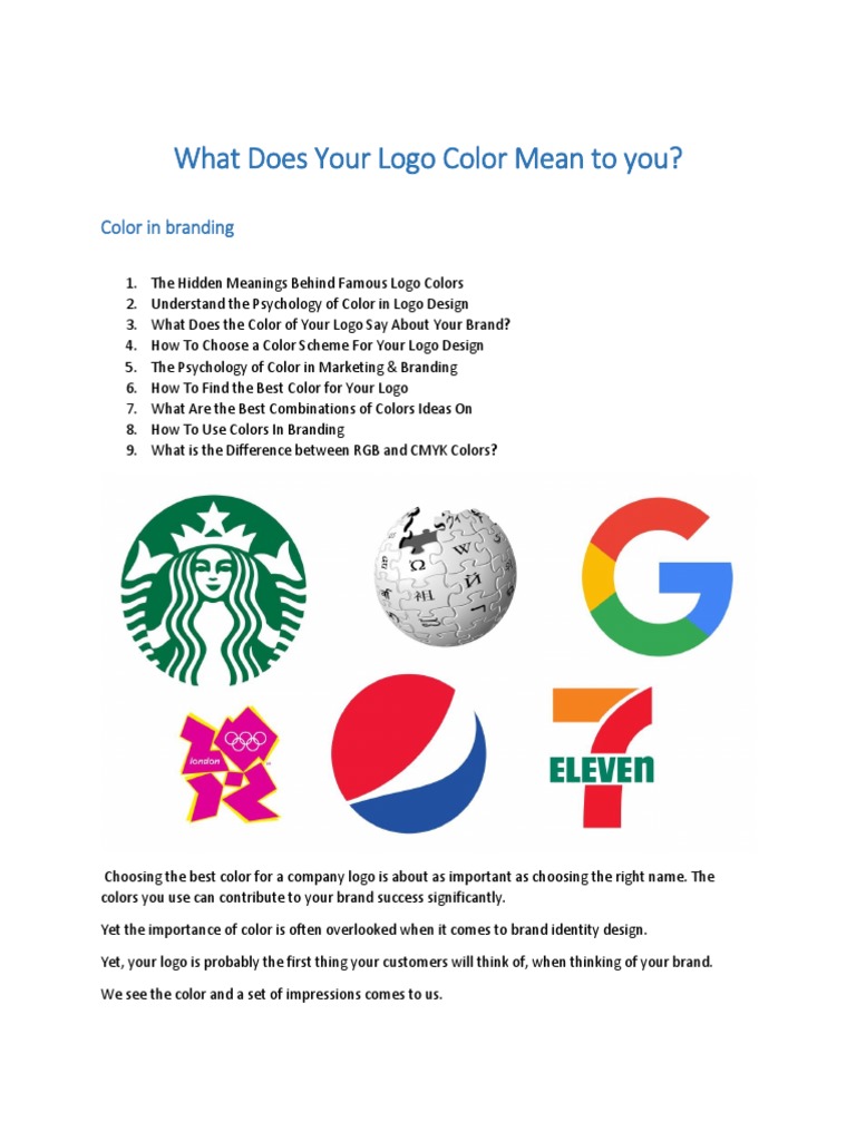 What Does Your Logo Color Mean To You PDF | PDF | Brand | Color