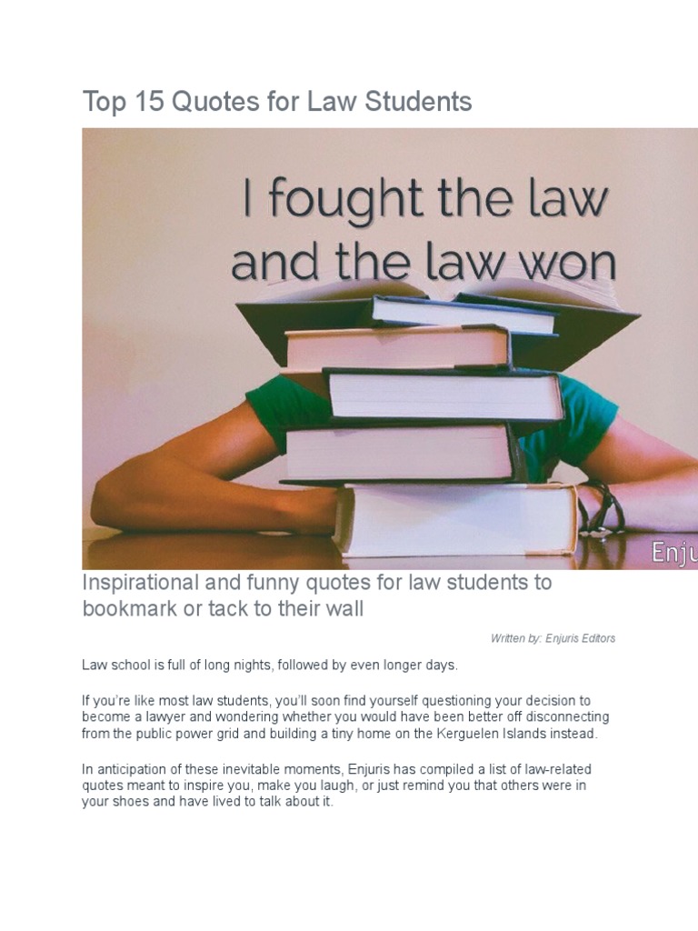 Top 15 Quotes for Law Students | PDF | Lawyer | Supreme Court Of The ...