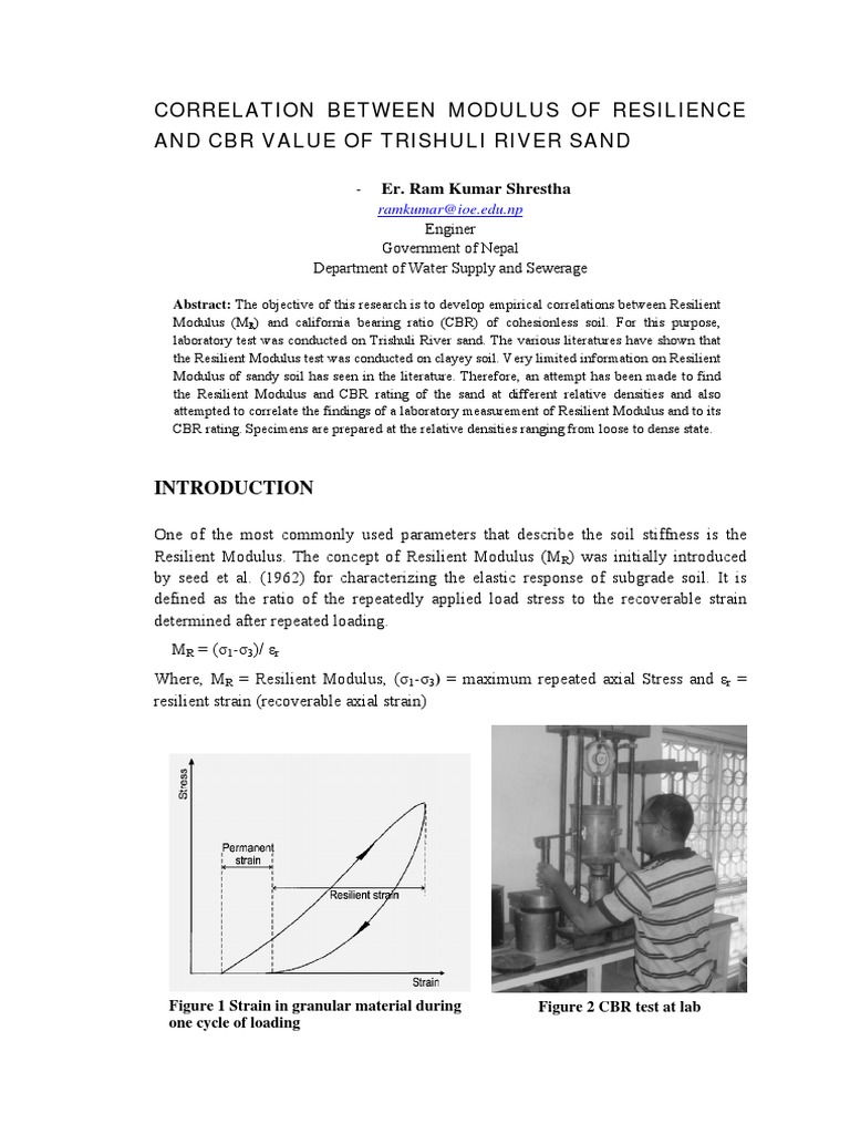 Resilient Modulus and CBR of Sand | PDF | Deformation (Engineering ...