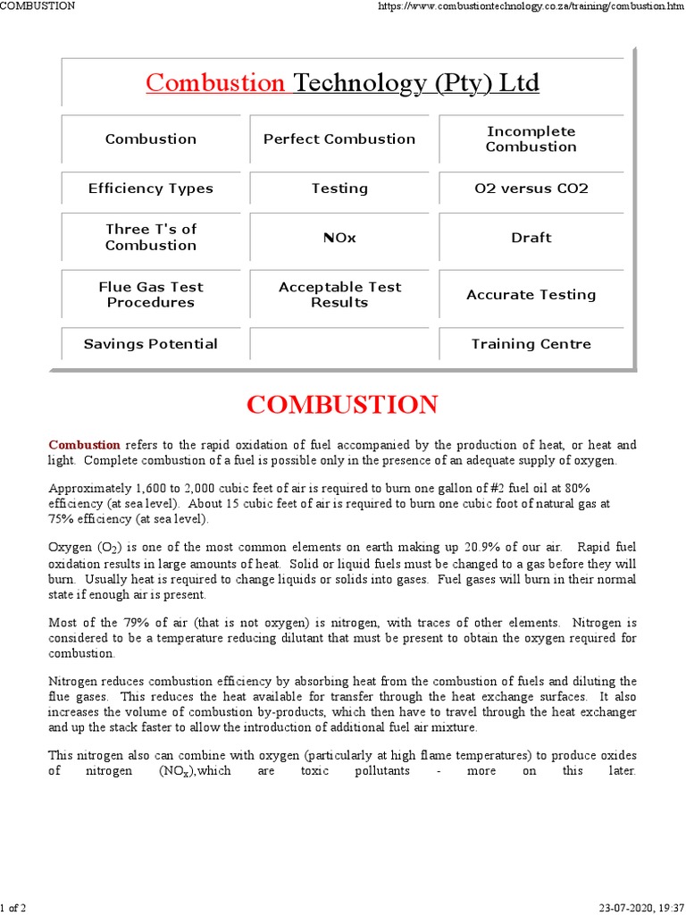 Combustion: Technology (Pty) LTD | PDF | Combustion | Fuels