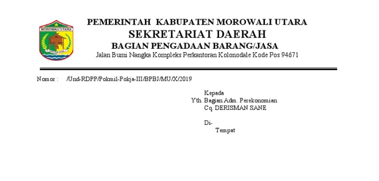 Kop Surat Setda Morut | PDF