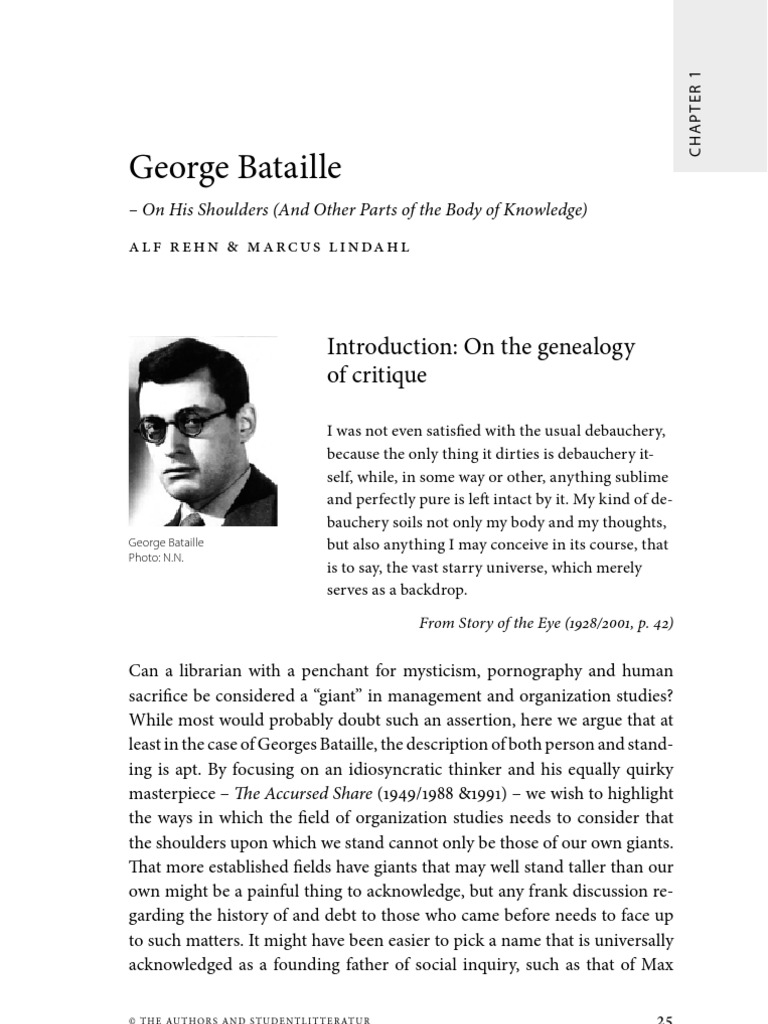 George Bataille - On His Shoulders (And Other Parts of The Body of ...
