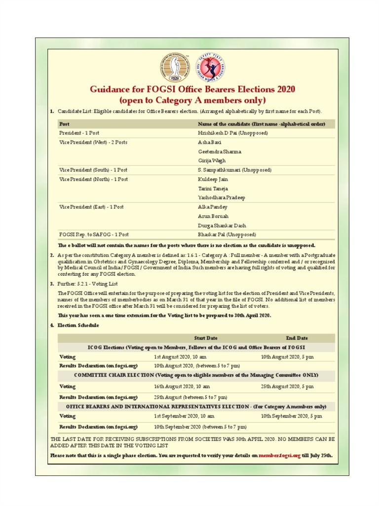 Guidance For Office Bearers Election 2020 PDF | PDF | Accountability ...
