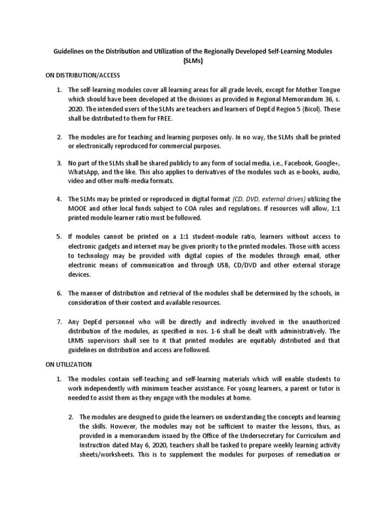Guidelines On The Distribution and Utilization of The Regionally ...