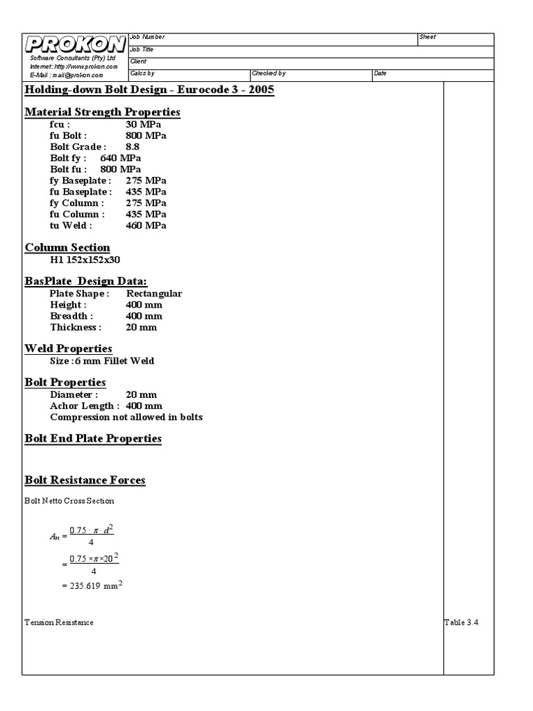 Design of Base Plate | PDF | Column | Screw